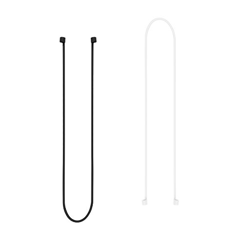 LIKDAY Strap 28'' Silicone Anti-Lost Wire Cable for Compatible with AirPods Pro/2/1 Neck Rope for Wireless Earphone (White+Black)