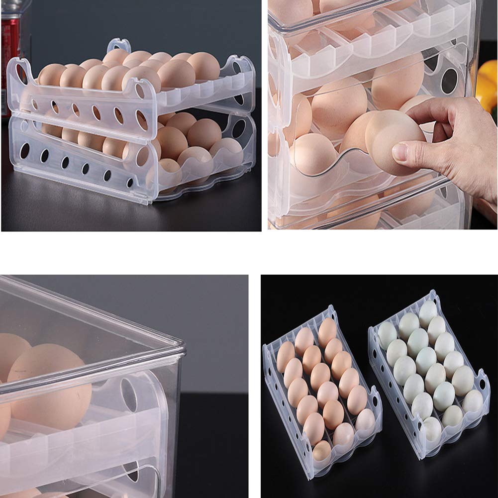 Keyii Egg Holder for Refrigerator, Pull Out Egg Refrigerator Drawer with Slide Design, Adjustable Egg Holder Storage Container for 36 Eggs (Z26HS49V17TI)
