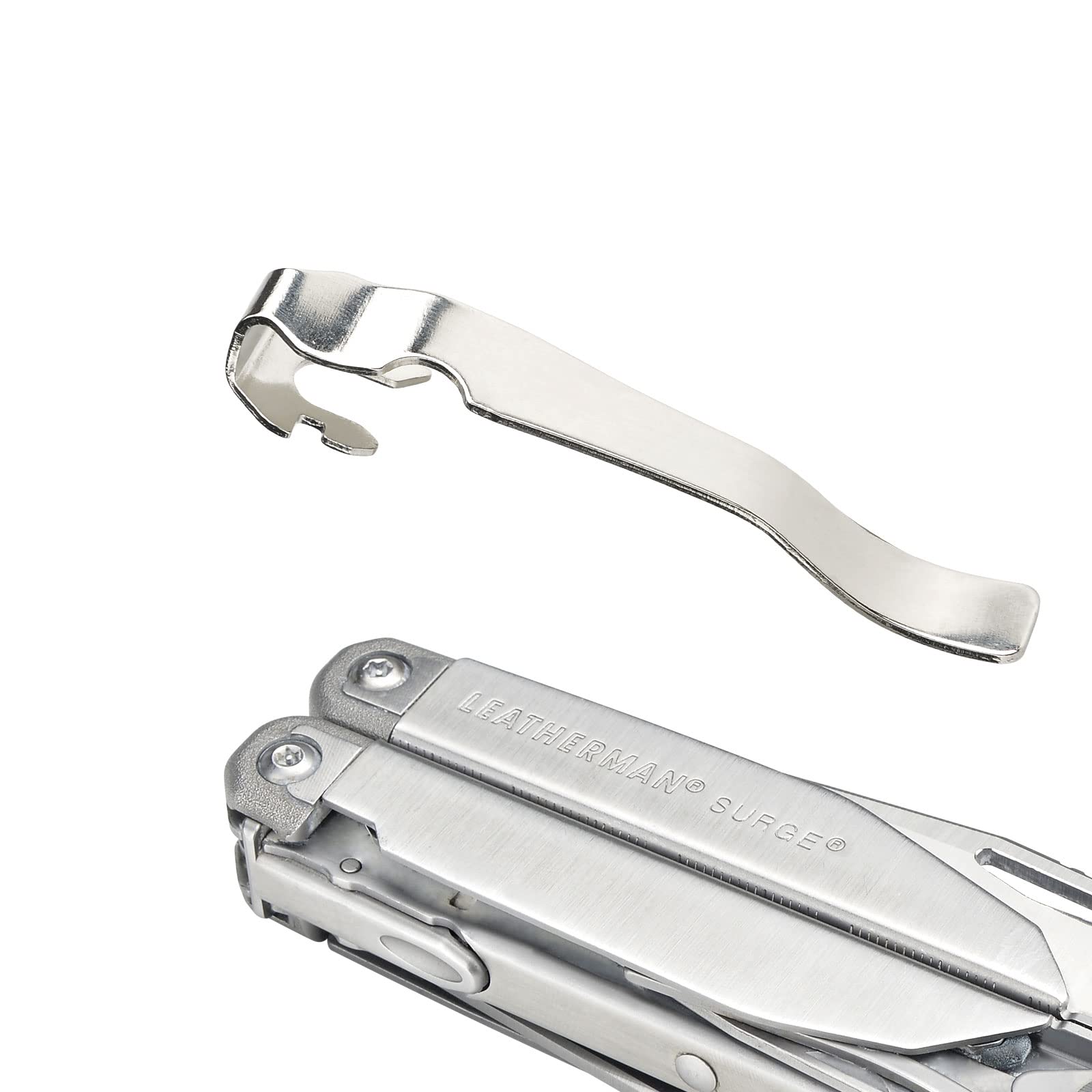 Heavaluefit Durable Pocket Clip for LEATHERMAN Surge, Made of High Quality Stainless Steel, Quick Install and Remove Clip Accessories Perfcet for LEATHERMAN Surge (Sliver)