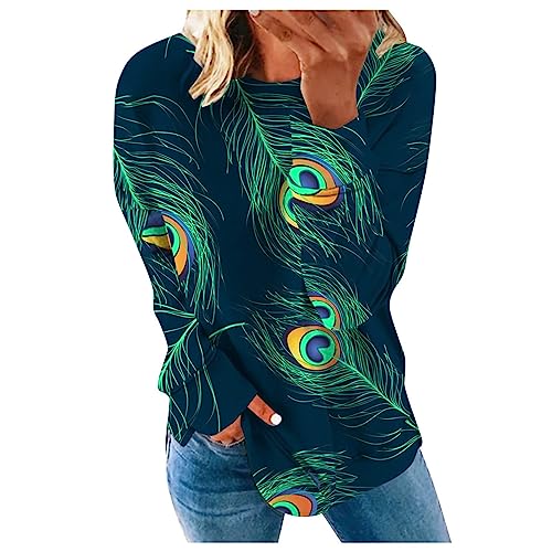 Mittory Womens Casual Printed Loose Pullover Sweatshirt Long Sleeve Fall Crewneck Tops Shirts