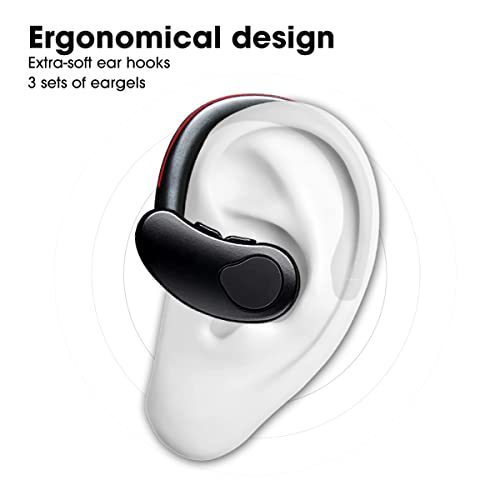 Wireless Earbuds, in-Ear Stereo Headphones Headset Premium Sound with Deep Bass for Sport,Bluetooth 5.0 Wireless Earbuds with Type-C Charging Case and mic (Black+Red)