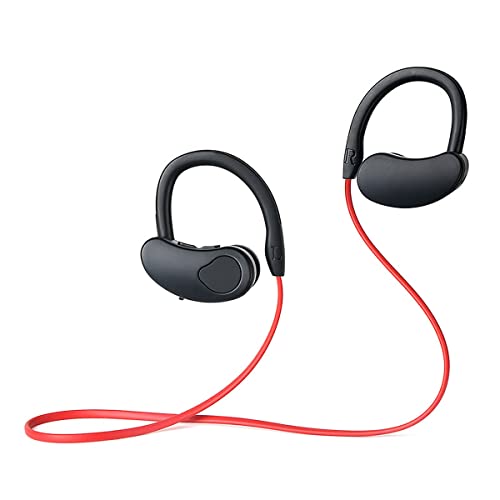 Wireless Earbuds, in-Ear Stereo Headphones Headset Premium Sound with Deep Bass for Sport,Bluetooth 5.0 Wireless Earbuds with Type-C Charging Case and mic (Black+Red)