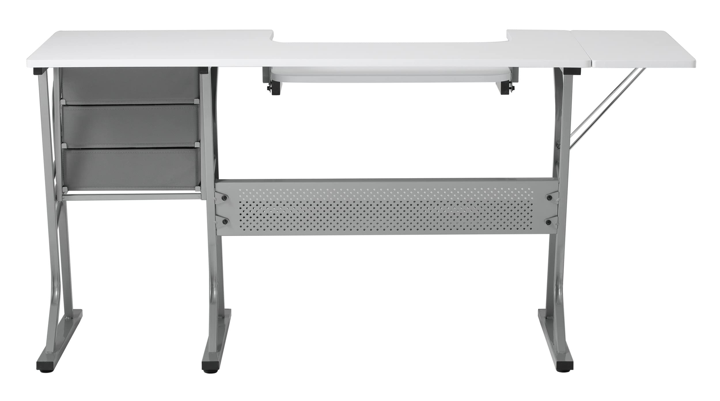 Sew Ready Eclipse Hobby and Sewing Machine Table - White Sewing Table with Gray Storage Drawers + Large Lower Shelf - Can Also Be Used as Computer Desk