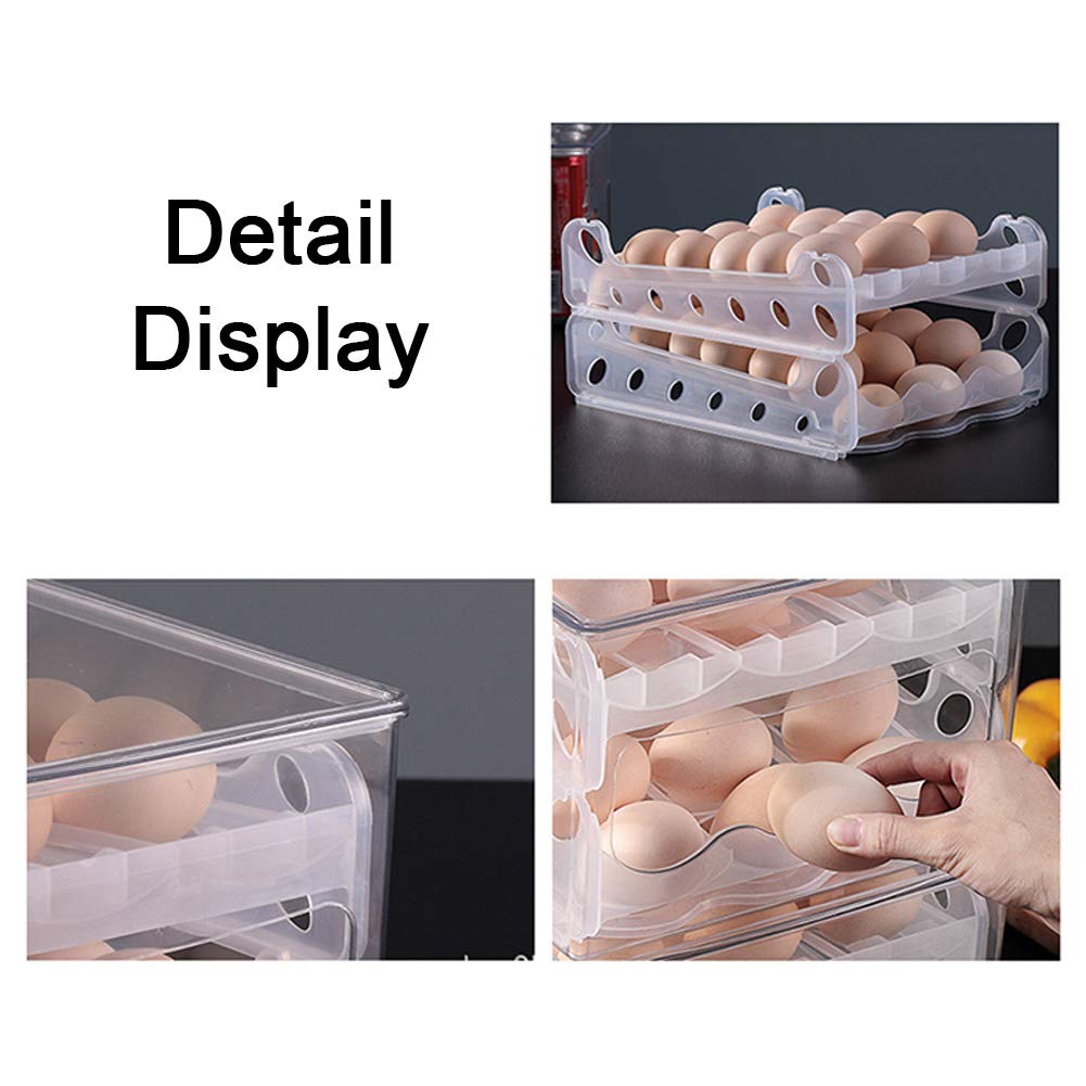 Keyii Egg Holder for Refrigerator, Pull Out Egg Refrigerator Drawer with Slide Design, Adjustable Egg Holder Storage Container for 36 Eggs (Z26HS49V17TI)