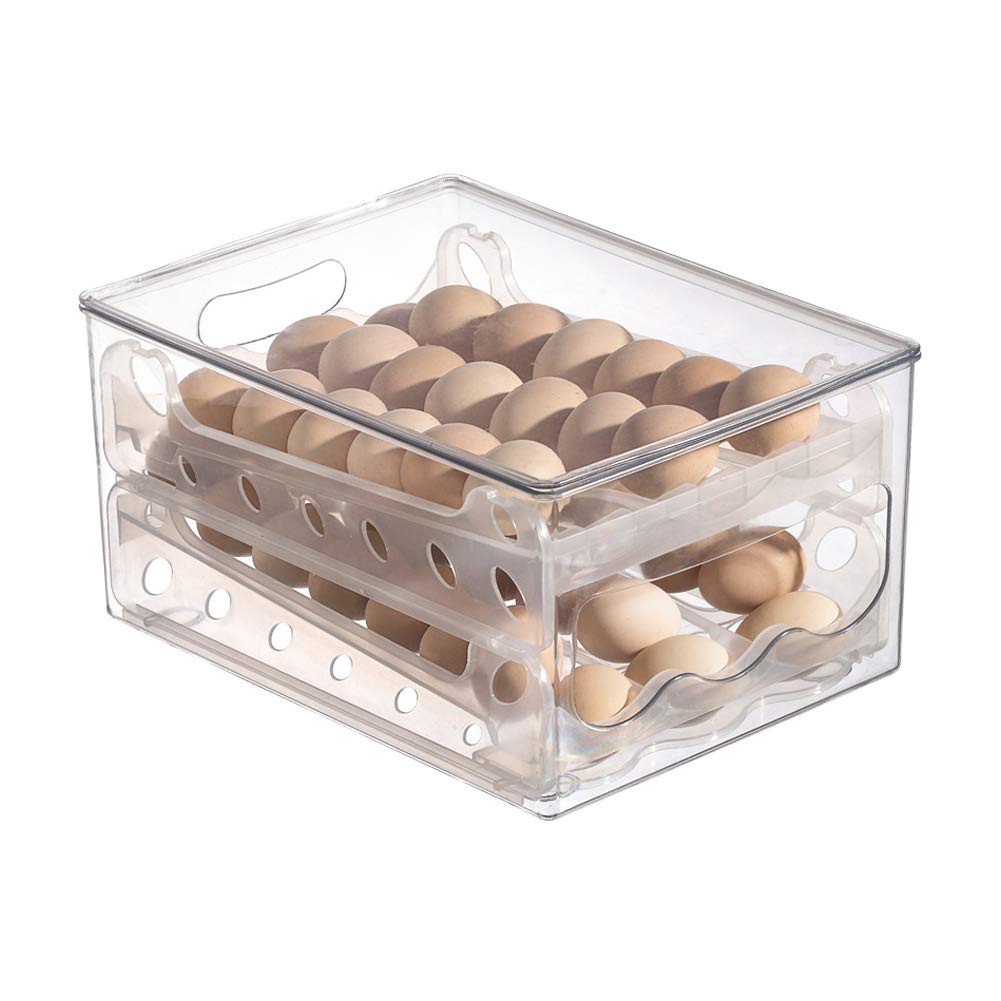 Keyii Egg Holder for Refrigerator, Pull Out Egg Refrigerator Drawer with Slide Design, Adjustable Egg Holder Storage Container for 36 Eggs (Z26HS49V17TI)