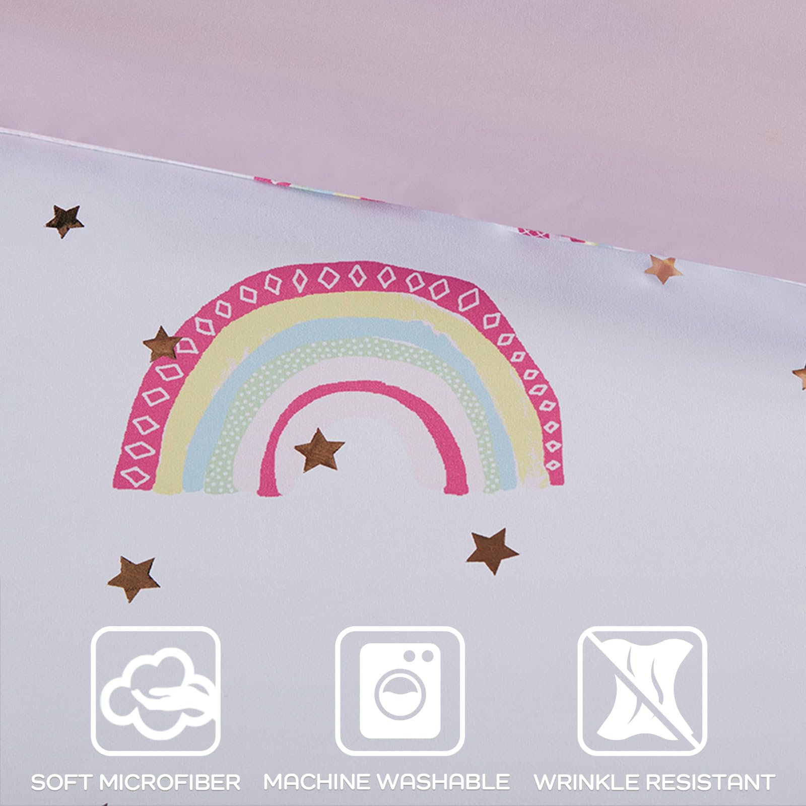 MI ZONE KIDS Bedding Set, Alicia Unicorn Full Comforter Set with Sheet, 8 Piece, White, All Season, Fun, Whimsical Metallic Rainbow
