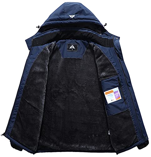 MOERDENG Men's Mountain Waterproof Ski Jacket Windproof Rain Windbreaker Winter Warm Hooded Snow Coat