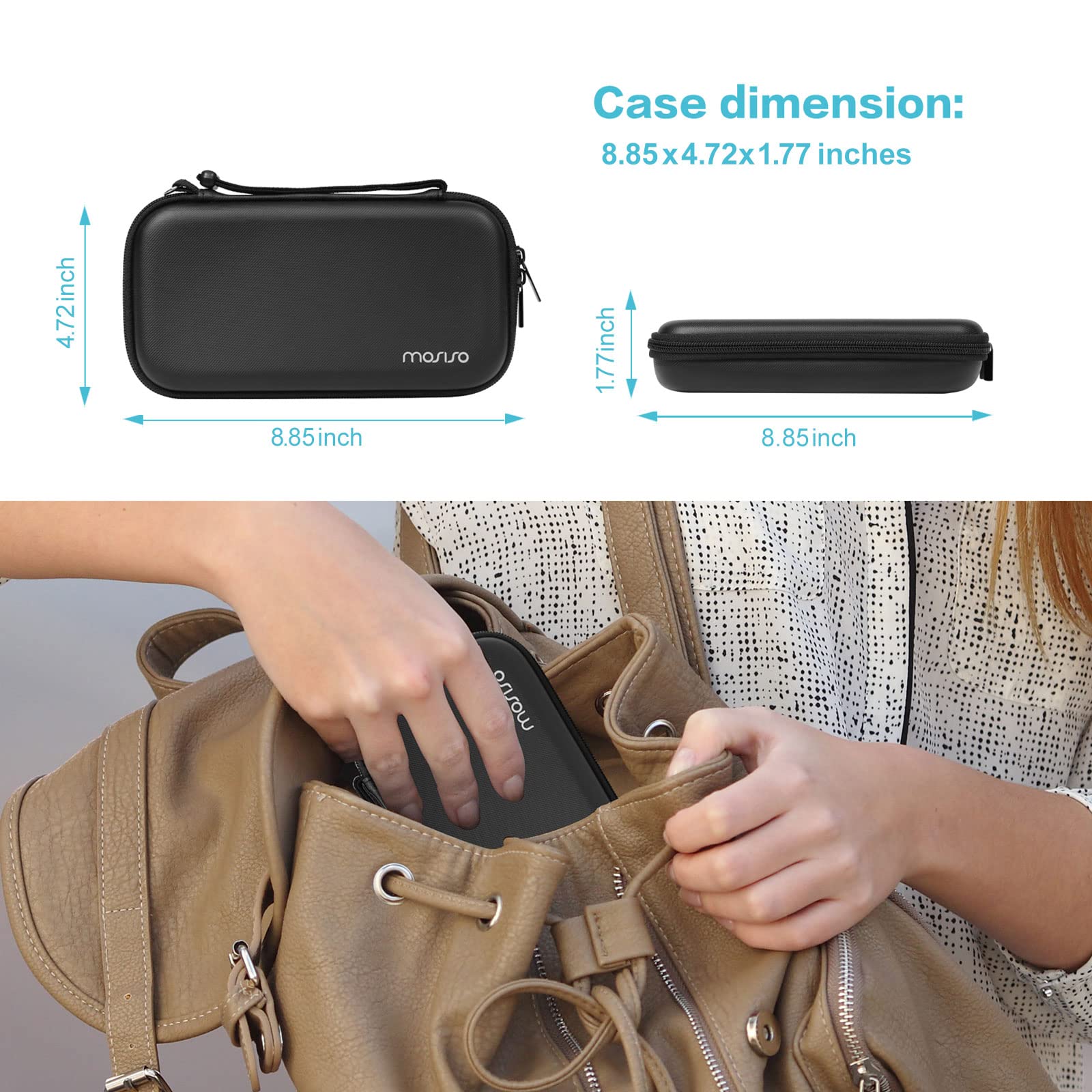 MOSISO EVA Hard Carrying Case Compatible with Texas Instruments TI-84/TI-83 Plus CE TI-85 TI-89 Graphing Calculator & Compatible with Casio fx-9860GII, Waterproof Travel Storage Bag with Handle,Black