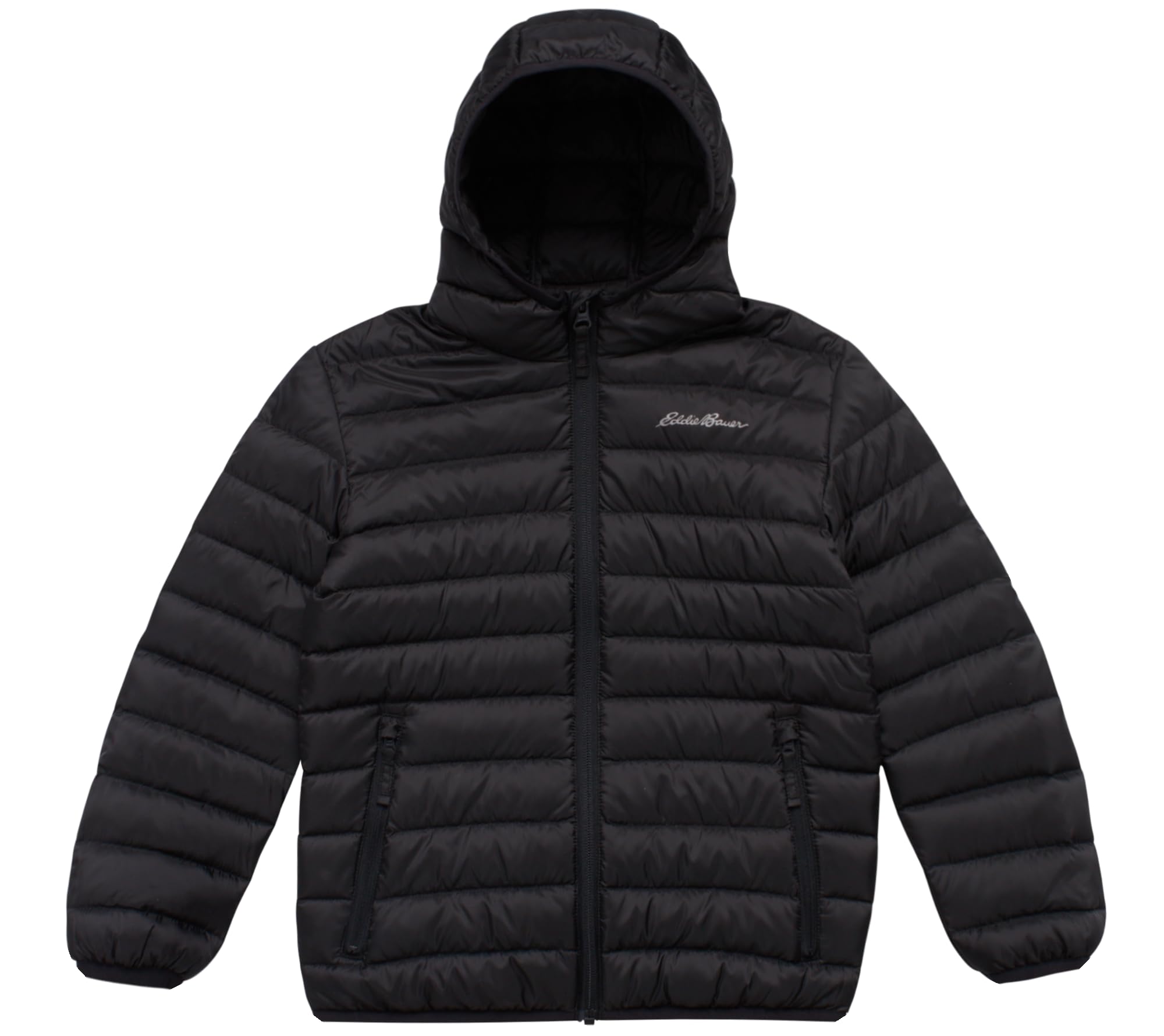 Eddie Bauer Boys' Jacket - CirrusLite Weather Resistant Down Coat for Boys - Insulated Quilted Bubble Puffer (3-20), Size 10-12, Black