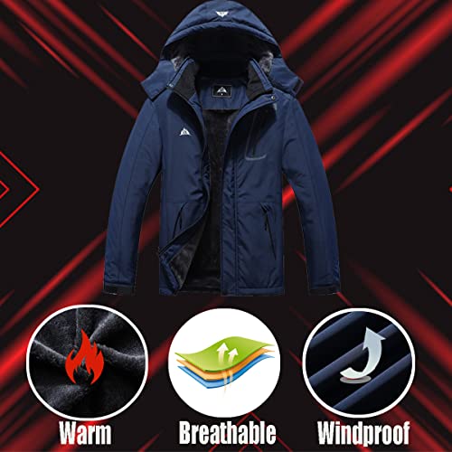 MOERDENG Men's Mountain Waterproof Ski Jacket Windproof Rain Windbreaker Winter Warm Hooded Snow Coat