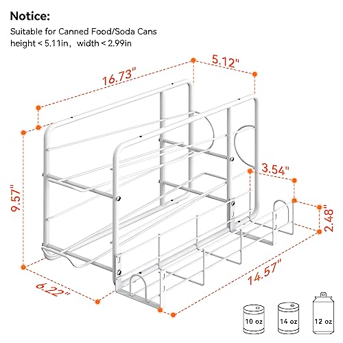 2 Pack - MOOACE Can Dispenser with Side Rack, Stackable Can Storage Organizer Holder for Canned food Kitchen Cabinet Pantry Countertop, White