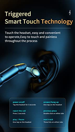 Bluetooth Headphones True Wireless Earbuds 48Hrs Playtime with Wireless Charging Case LED Power Display Wireless & Type-C Charging Waterproof in-Ear TWS Earphones for Phone Computer Laptop Sports