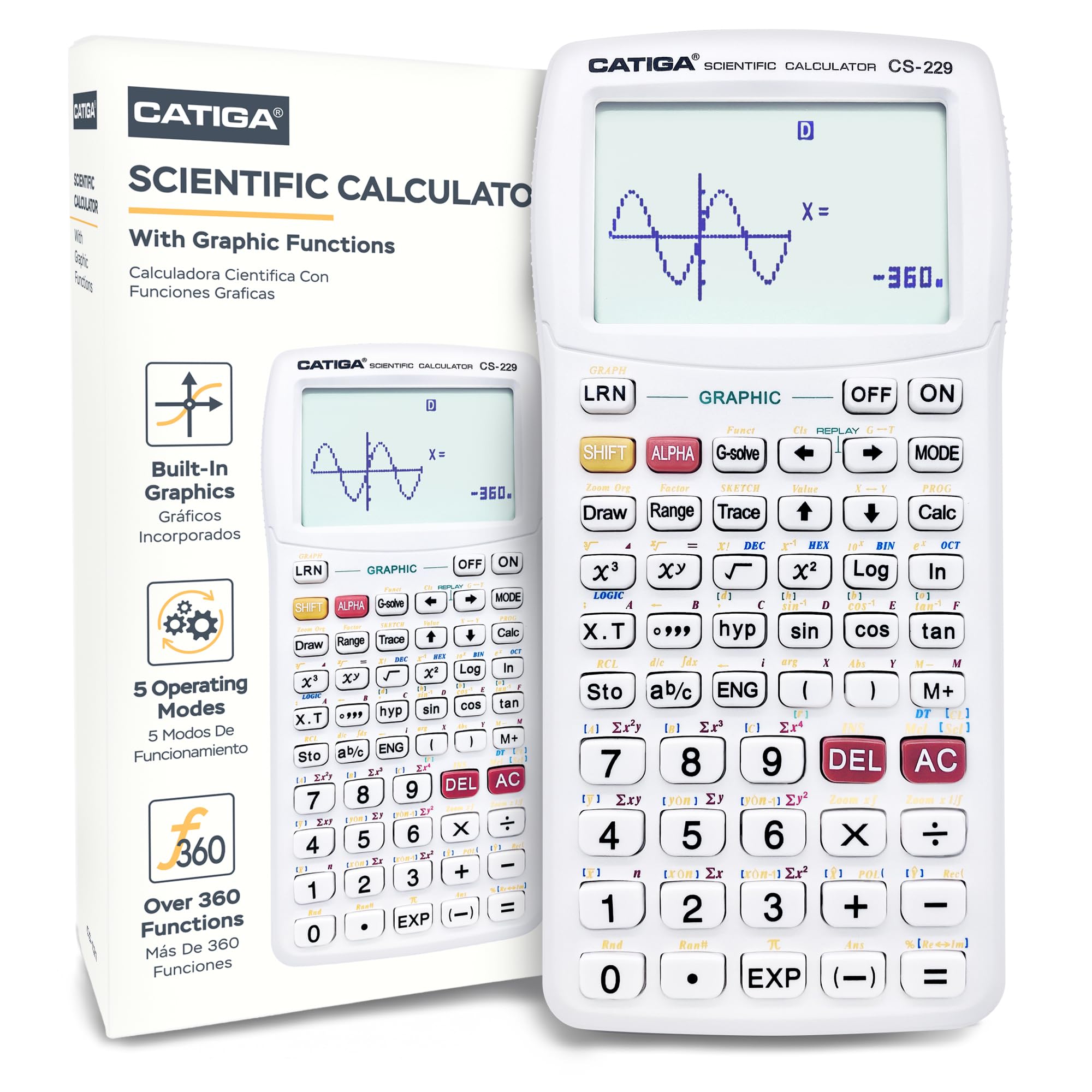 CATIGA Scientific Calculator with Graphic Functions - Multiple Modes with Intuitive Interface - Perfect for Students of Beginner and Advanced Courses, High School or College