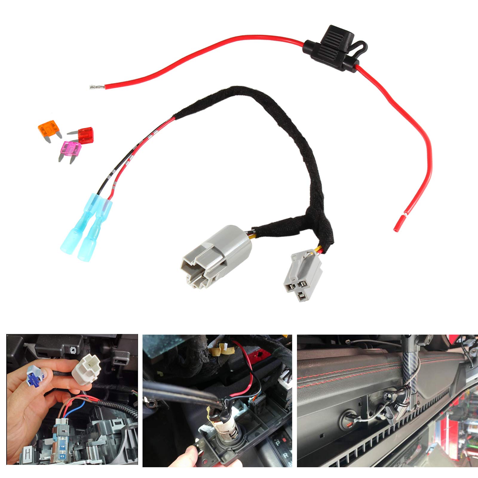 RED WOLF 12V Power Outlet Adapter Compatible with 2000-2022 Chevy GMC Buick Cadillac Escalade Add Backup Camera Driving Detector Portable GPS 12V Power Supply Harness Socket