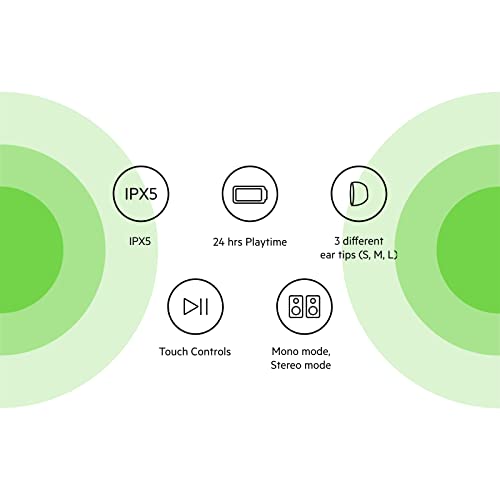 Belkin Wireless Earbuds, SOUNDFORM Move True Wireless Bluetooth Earphones with Touch Controls, IPX5 Certified, Sweat and Water Resistant with Deep Bass for iPhone, Galaxy, and More - Black
