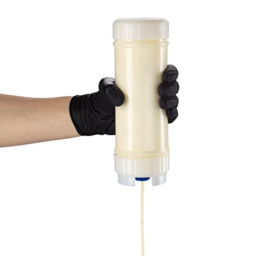 San Jamar Ez Kleen Plastic Sauce Bottle with Medium Valve for Thick Sauces and Relish, 16 Ounces, White