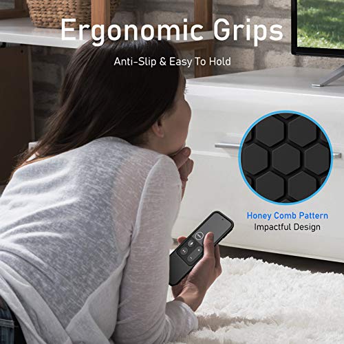 Fintie Protective Case for Apple TV 4K / HD Siri Remote (1st Generation) - Honey Comb Lightweight Anti Slip Shockproof Silicone Cover for Apple TV 4K 5th / 4th Gen Siri Remote Controller, Black