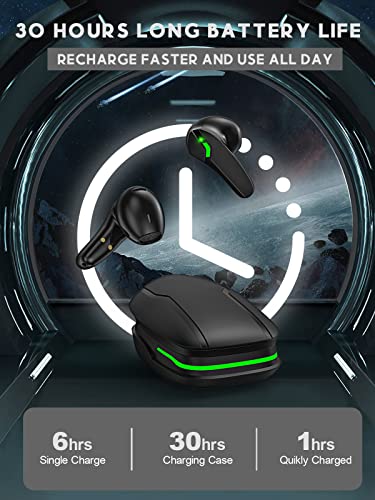 ZBC Wireless Earbuds, Bluetooth Headphones Environmental Noise Cancellation Ear Buds 4-Mic Clear Calls 30H Playtime Deep Bass IPX6 Waterproof Sports Earphones & in-Ear Headsets for iPhone Android