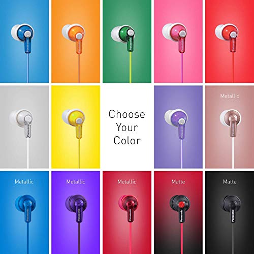 Panasonic ErgoFit In-Ear Earbud Headphones RP-HJE120-KA (Matte Black) Dynamic Crystal-Clear Sound, Ergonomic Comfort-Fit (Renewed)