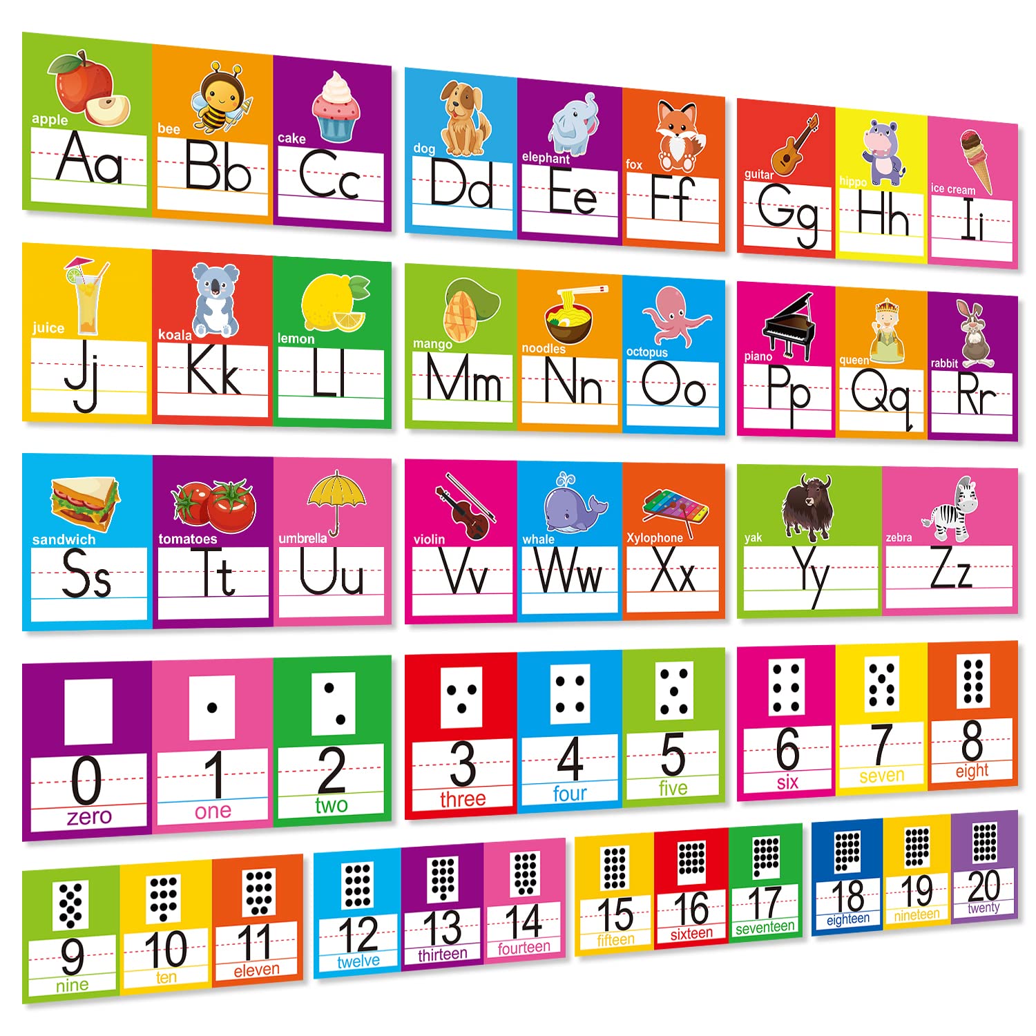 Alphabet Line Bulletin Board Set ABC Number 0-20 Wall Decorations for Pre-School Kindergarten Elementary Classroom Nursery Homeschool