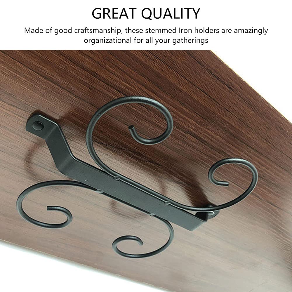 Hanging Wine Glass Rack Under Cabinet Stemware Rack,Wine Glass Holder Under Shelf Storage Stemware Holder for Cabinet Kitchen Bar (8-Cup)