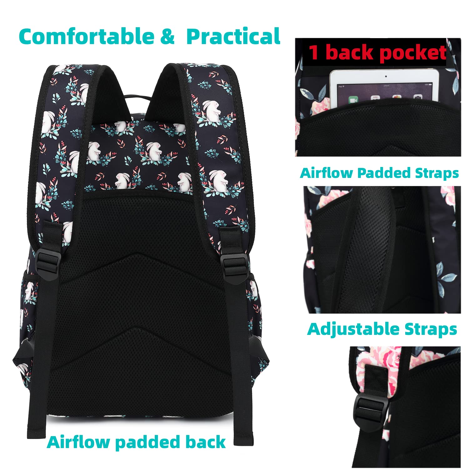 Leaper Water-resistant Cute Swan Laptop Backpack Travel Bag College Backpack Laptop Bag Satchel Water Blue
