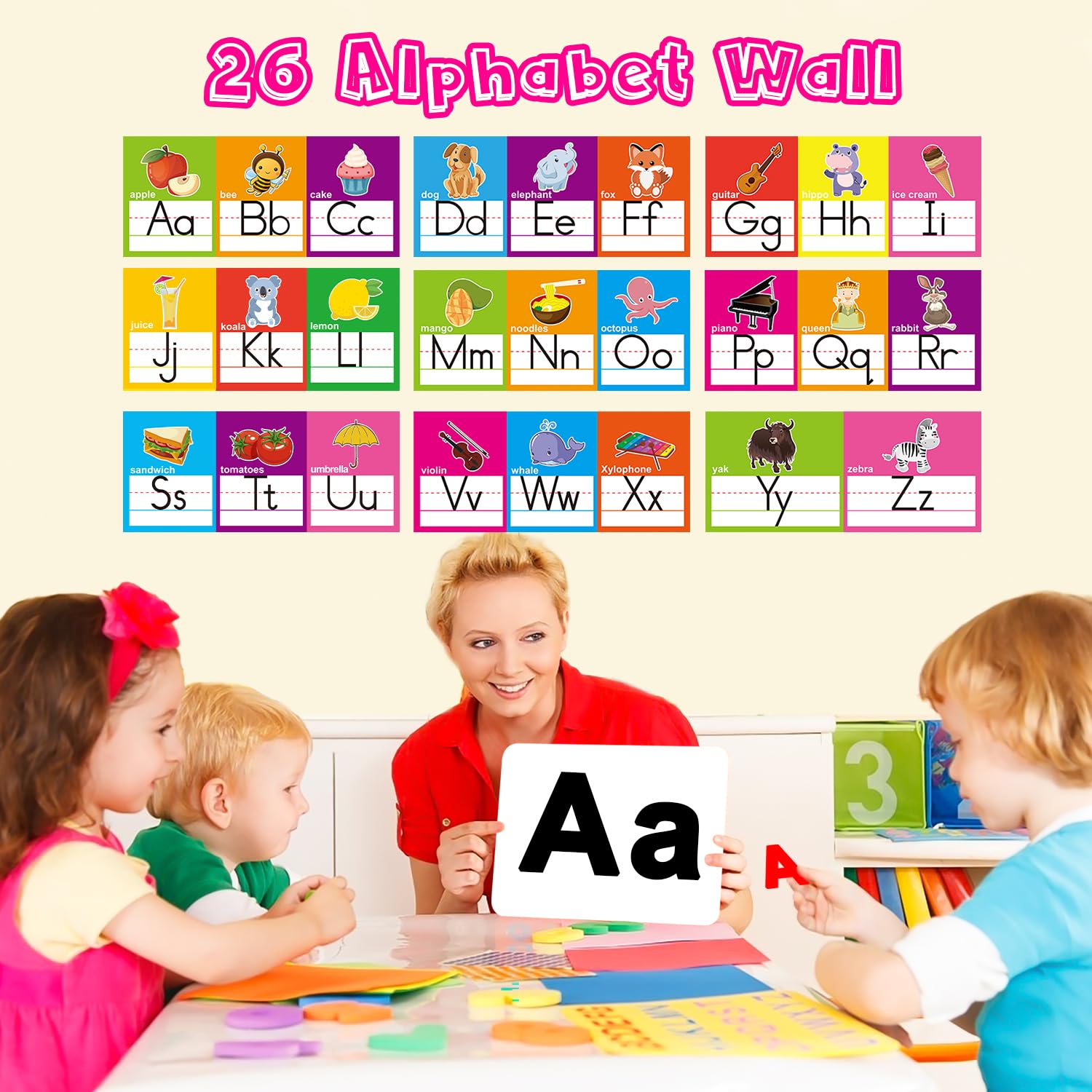 Alphabet Line Bulletin Board Set ABC Number 0-20 Wall Decorations for Pre-School Kindergarten Elementary Classroom Nursery Homeschool