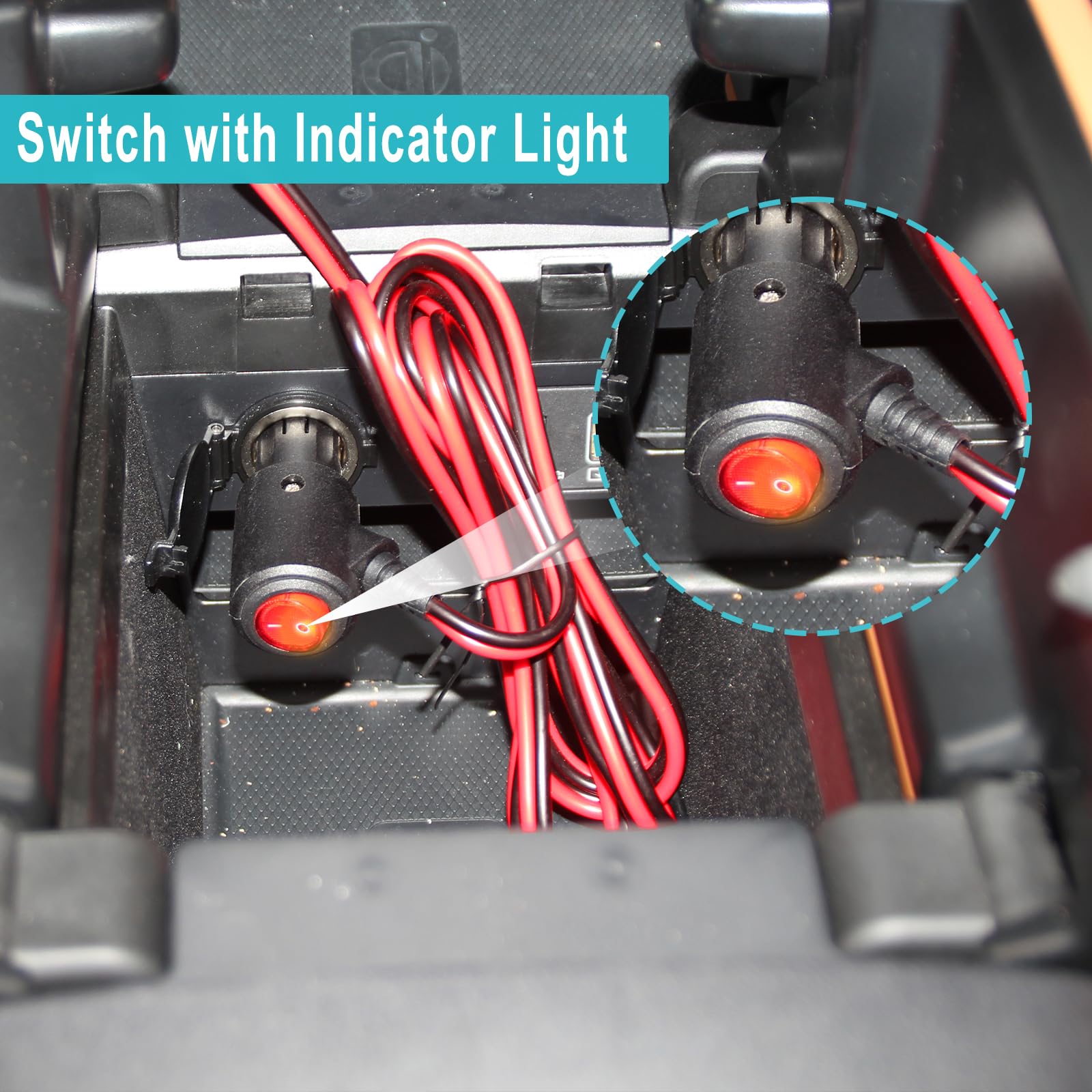 12V Cigarette Lighter Plug with On Off Switch - 6FT 16AWG Fused 15amp Male Plug Cigarette Lighter Replacement with Led Lights,12V Cigarette Lighter with Lead for Car Cooler,Cb Radio, Air Compressor