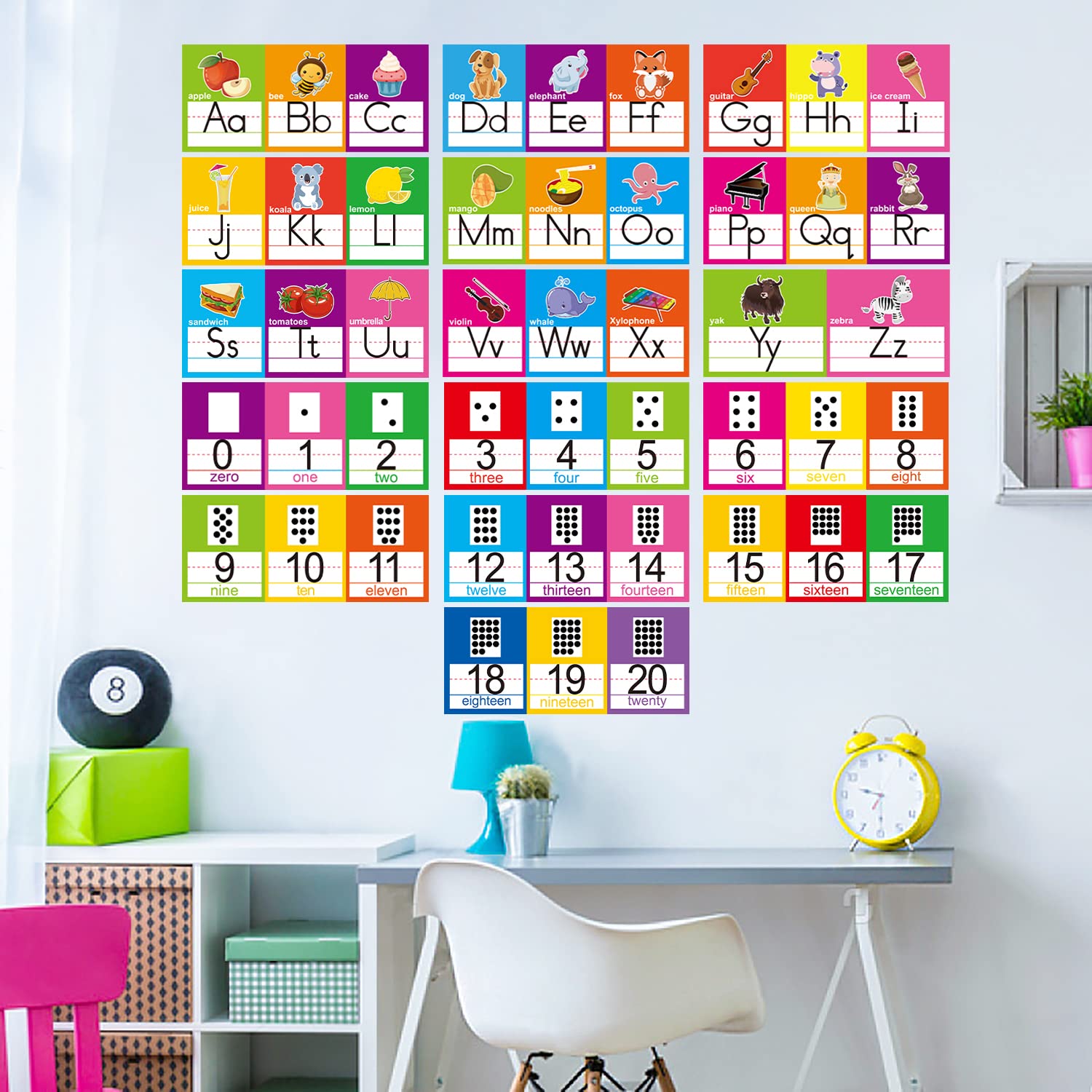 Alphabet Line Bulletin Board Set ABC Number 0-20 Wall Decorations for Pre-School Kindergarten Elementary Classroom Nursery Homeschool