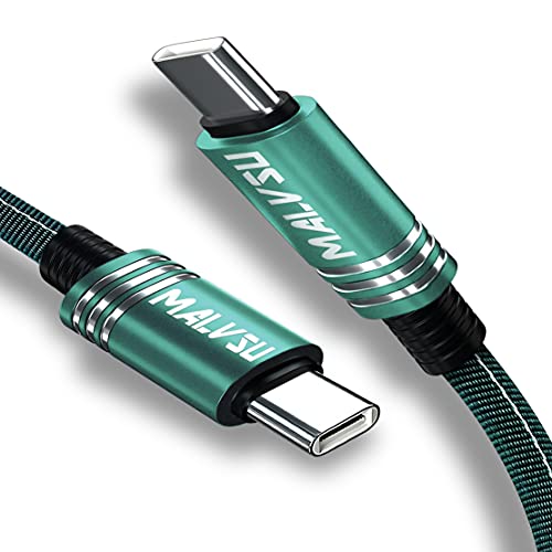 USB C to USB C Cable 100W 5A [2-Pack 6.6ft], MALVSU Type C Fast Charging Cord Compatible with MacBook Pro, iPad Pro 2020/2018, iPad Air 2020,Note 20/10 Ultra,Dell XPS 15/13 and More