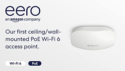 Amazon eero PoE 6, ceiling/wall-mountable dual-band Wi-Fi 6 access point | PoE-powered | AC adapter not included