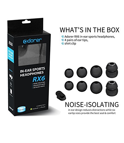 MOXKING Running Sport Earphones Over Ear Buds with Microphone Remote Noise Cancelling Earhook Headphones Sweatproof in Ear Earphones for Gym Jogging Workout Exercise