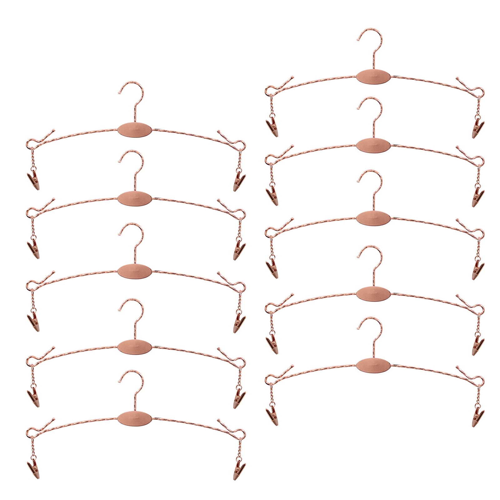 SUNTRADE Metal Underwear Bra Rack, Durable Pants Clothes Hangers with Clips,for Lingerie Shop Display, 10pcs (Rose Gold-A2)