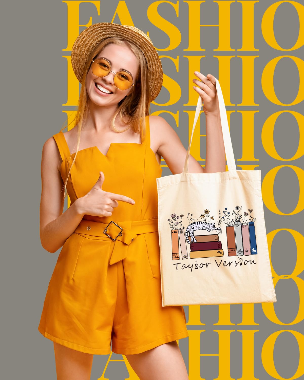 AUSVKAI Cute Canvas Tote Bag Aesthetic For Women Book Book Grocery Bag Cotton Vacation Shopping Beach Totes Gift -Cat