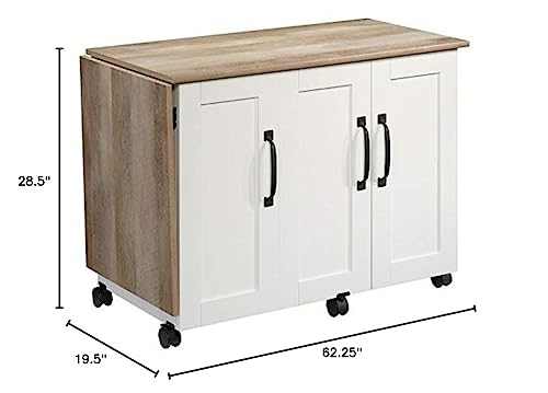 Pemberly Row Contemporary Engineered Wood Sewing Craft Table in Soft White