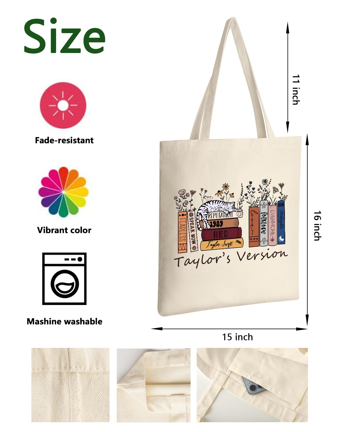 AUSVKAI Cute Canvas Tote Bag Aesthetic For Women Book Book Grocery Bag Cotton Vacation Shopping Beach Totes Gift -Cat