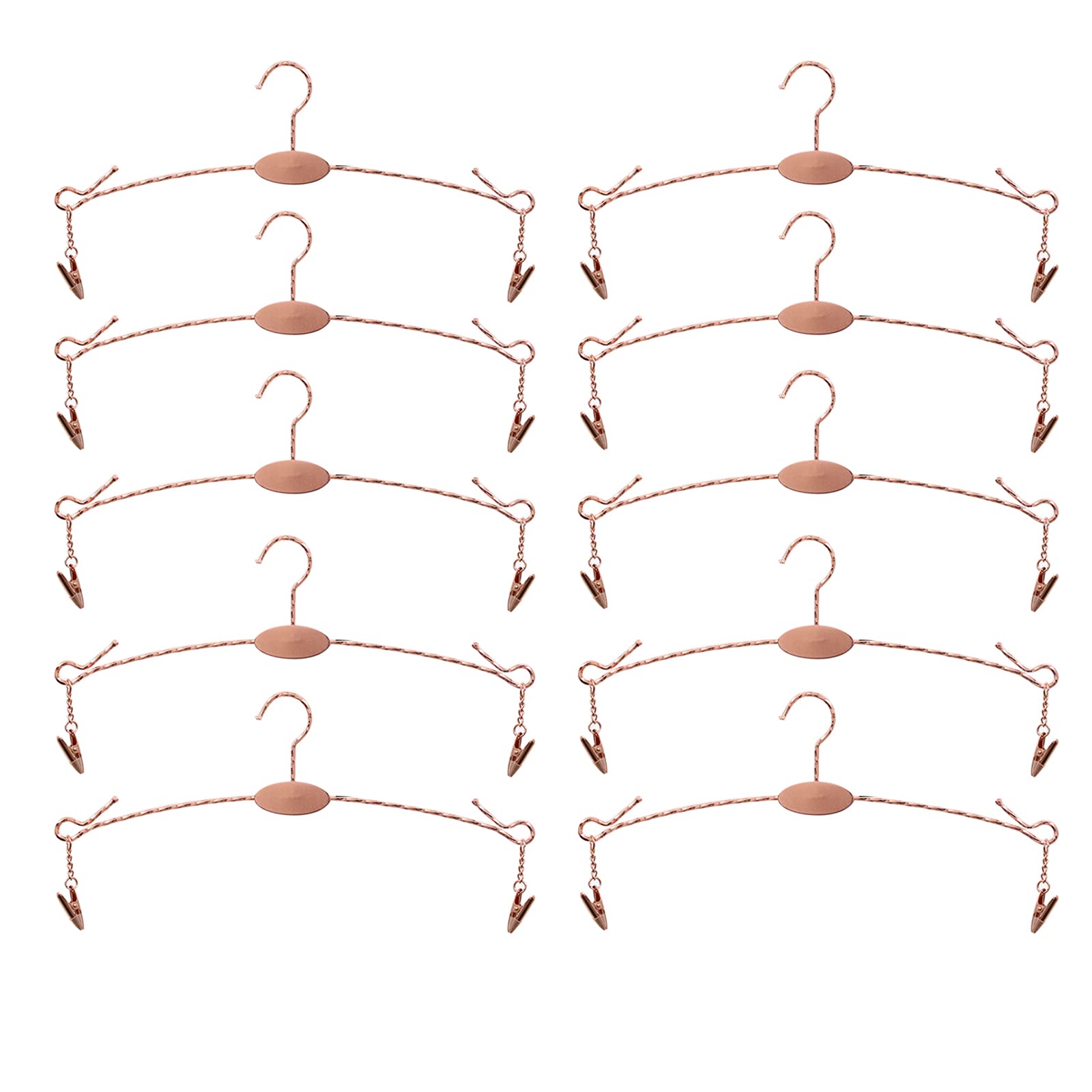 SUNTRADE Metal Underwear Bra Rack, Durable Pants Clothes Hangers with Clips,for Lingerie Shop Display, 10pcs (Rose Gold-A2)