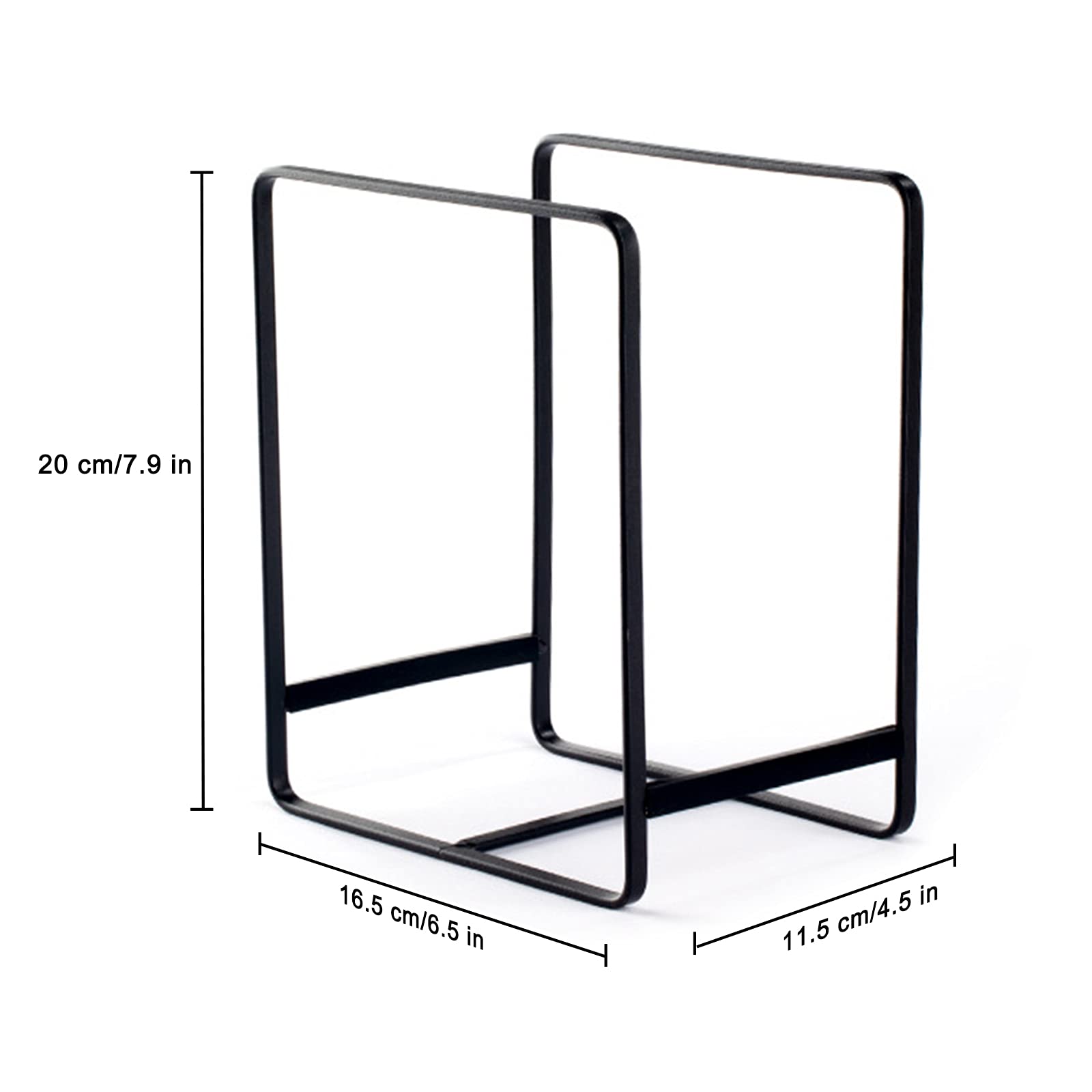 Klyuqoz Plate Organizer for Cabinet, 2Pack Metal Plate Holders,Plate Racks for Kitchen Cabinets, For Pantry, Shelves, Frying Pans, Lids, Cutting Boards, Vertical Or Horizontal Placement (Black)