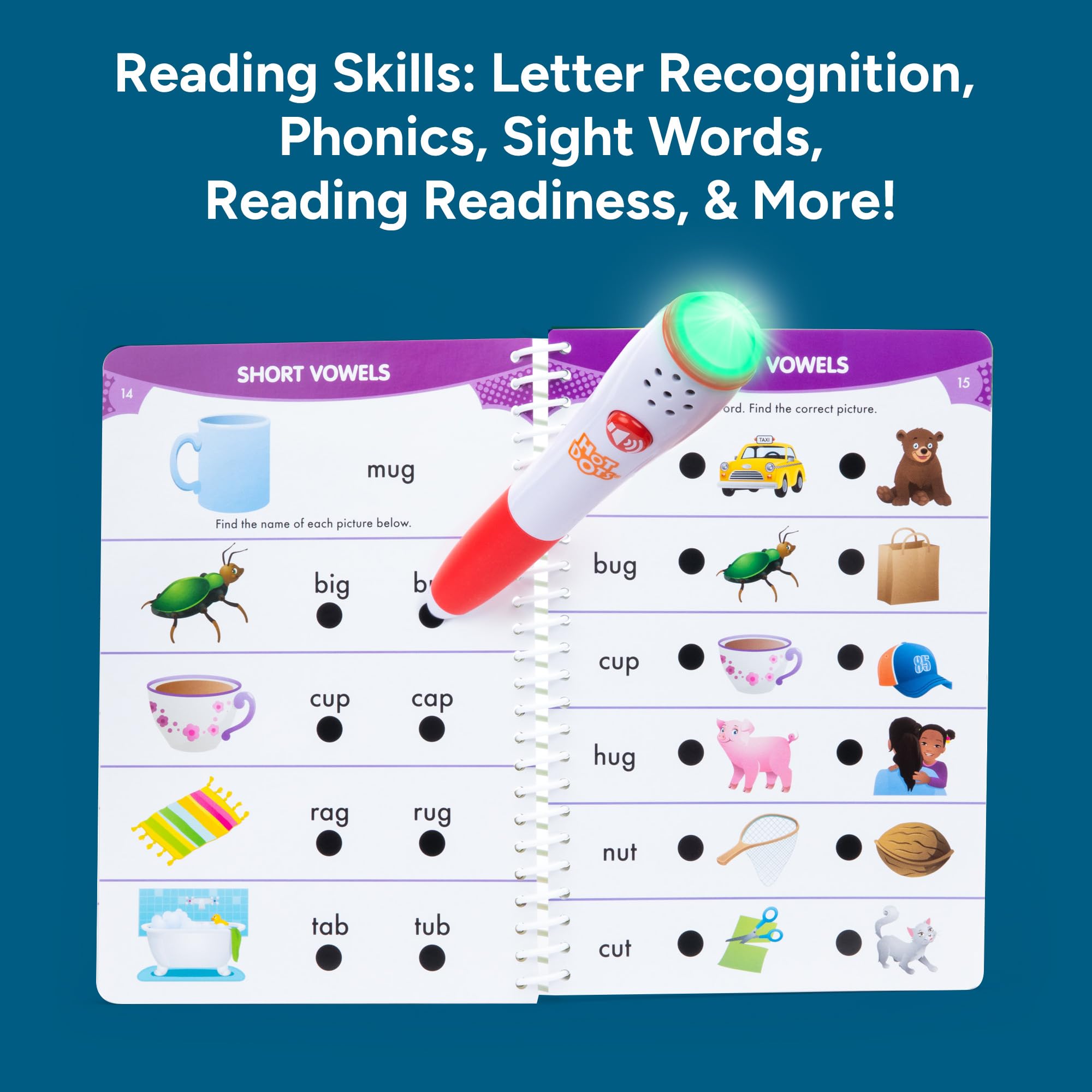 Educational Insights Hot Dots Jr. Let's Master Kindergarten Reading Set, Homeschool & Kindergarten Learn to Read Workbooks, 2 Books & Interactive Pen, 100 Reading Lessons, Ages 5+