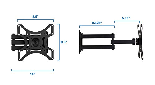 Mount-It! TV Wall Mount Bracket with Full Motion Arm Fits 13-42β Flat Screen TVs VESA 75, 100, 200, 55lb Weight Capacity WITH 15" EXTENSION