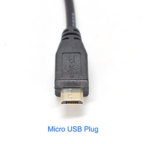 5pcs Micro USB Male Plug Cable 12inch 30cm 5V 3A 22AWG 2 Wires Power Pigtail Cable Cord DIY Black, 1 feet