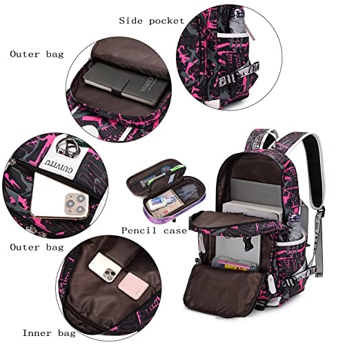 GUIVITU Kids Backpack for Girls School Bag Children Bookbag Casual Daypack with Pencil Case