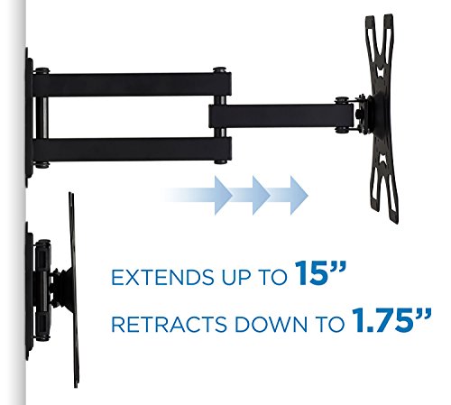 Mount-It! TV Wall Mount Bracket with Full Motion Arm Fits 13-42β Flat Screen TVs VESA 75, 100, 200, 55lb Weight Capacity WITH 15" EXTENSION