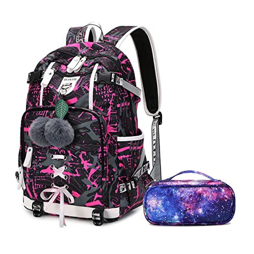 GUIVITU Kids Backpack for Girls School Bag Children Bookbag Casual Daypack with Pencil Case