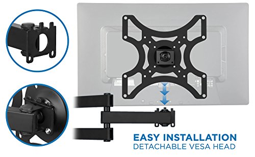 Mount-It! TV Wall Mount Bracket with Full Motion Arm Fits 13-42β Flat Screen TVs VESA 75, 100, 200, 55lb Weight Capacity WITH 15" EXTENSION