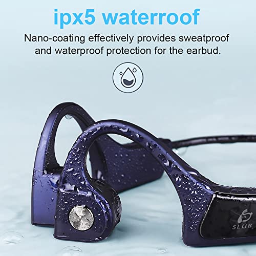 SLuB Bone Conduction Headphones,Bluetooth 5.0 Open-Ear Wireless Earphones,High Sound Quality,Ultra-Lightweight,Waterproof and Sweatproof Sports Headset(Blue)