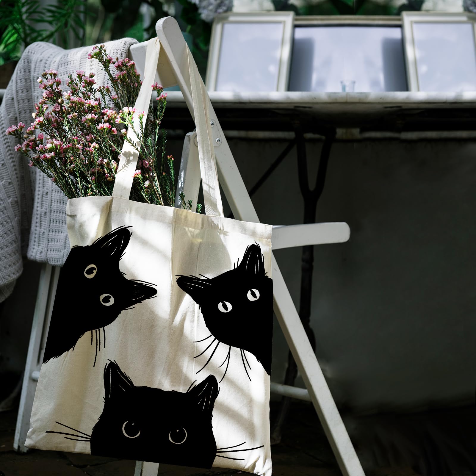 cmegke Cat Tote - Aesthetic Canvas Tote for Women, Perfect for Gifts, Reusable Grocery Bags