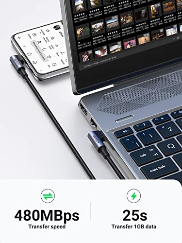 UGREEN 100W USB C Cable 90 Degree PD3.0 Fast Charging Compatible with MacBook Pro 2022, iPad Pro 2022, Elitebook, Dell XPS/Inspiron, Samsung Galaxy S23/S22/Z Fold, Pixel, Switch, etc. 3.3FT