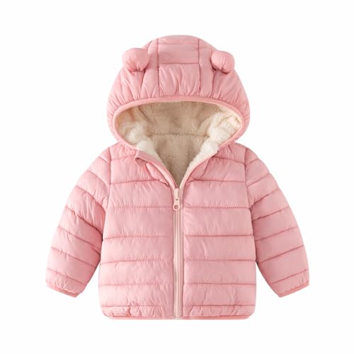 CECORC Winter Coats for Kids with Hoods Light Puffer Jacket for Girls | Baby, Infants, Toddlers, 6-12 Months,Pink(with fleece inside)