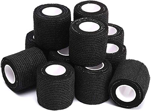 Tattoo Sensi Wrap Grip Cover BISIBITA2 Self Bandage Rolls Sports Adherent Tape 2 inch x 5 Yards, Pack of 24 (Black)